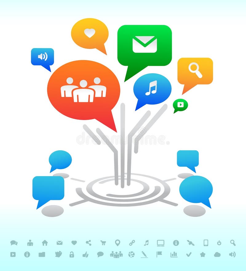 Social Media. Tree Forum Chat Bubbles Stock Vector - Illustration of ...
