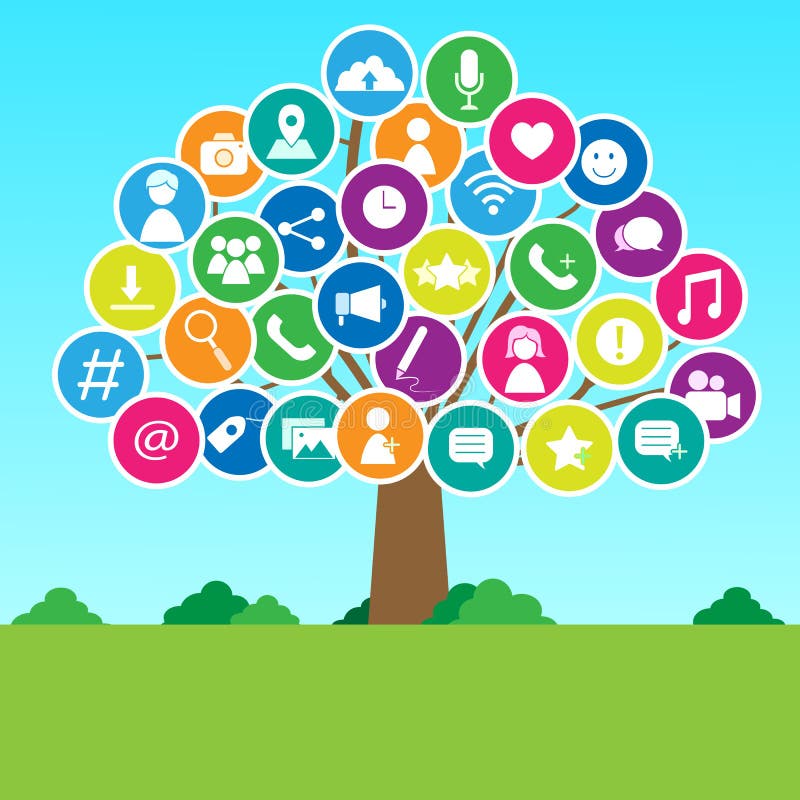 Social media tree stock vector. Illustration of friends - 82846021
