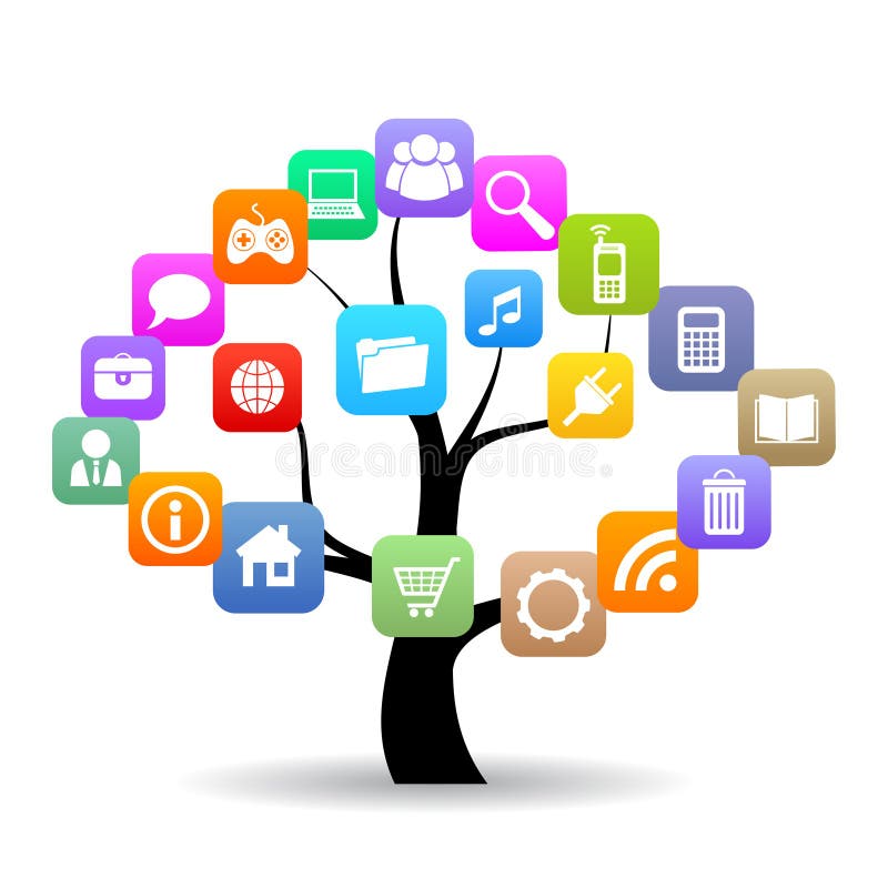 Social media tree stock vector. Illustration of icon - 44271494