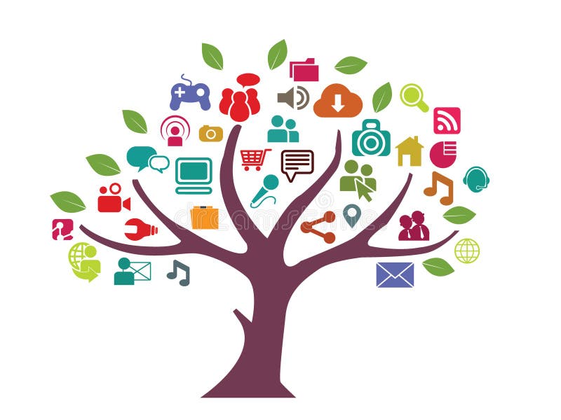 Social media tree stock vector. Illustration of message - 36979233