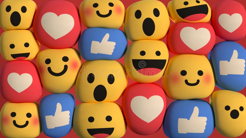 Social Media Unique Design Emojis As Soft Spheres 3D Render Stock ...