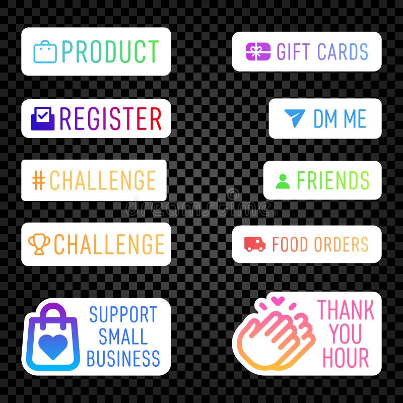 Social Media Stories Stickers Stock Vector - Illustration of logo ...