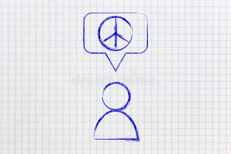 Social Media User with Peace Icon instead of Like Button Stock ...