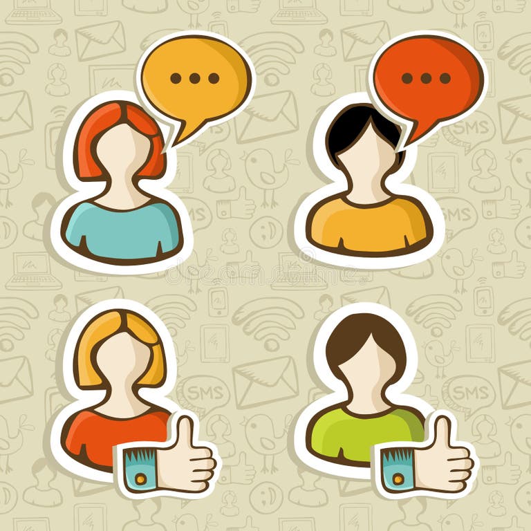 Social Media User Profile Button Icons Set Stock Vector - Illustration ...