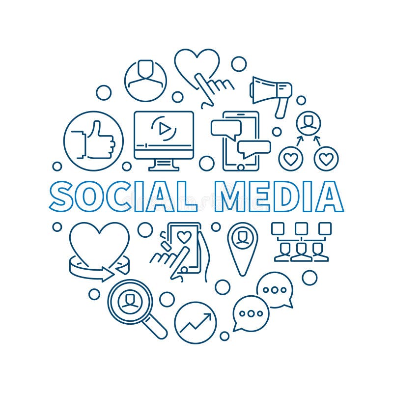 Social Media Vector Round Concept Thin Line Illustration Stock Vector ...