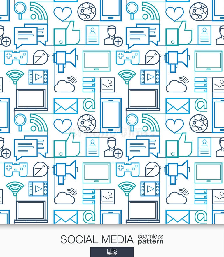 Social Media Wallpaper Network Communication Seamless Pattern Stock ...