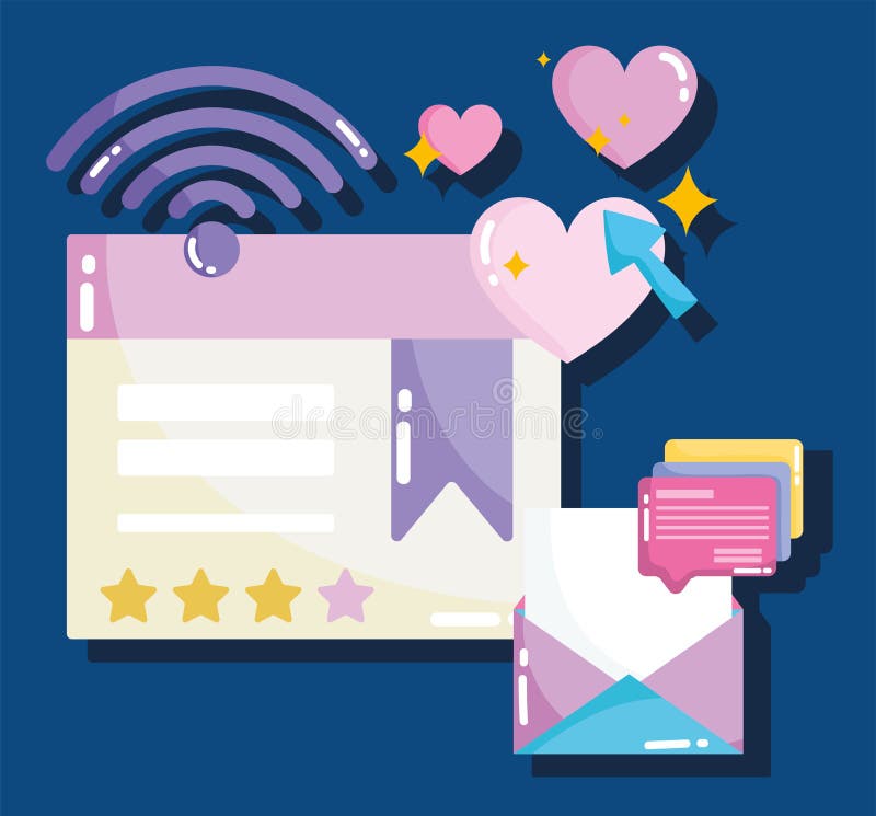 Social Media Website Message Chat Love Romantic Internet Stock Vector ...