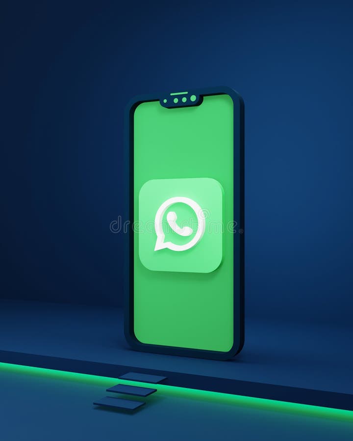 Social Media WhatsApp Icons with Smartphone 3D Rendered Editorial ...