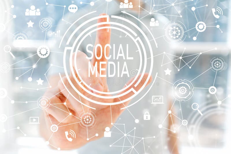 Social Media with Young Man Stock Illustration - Illustration of screen ...