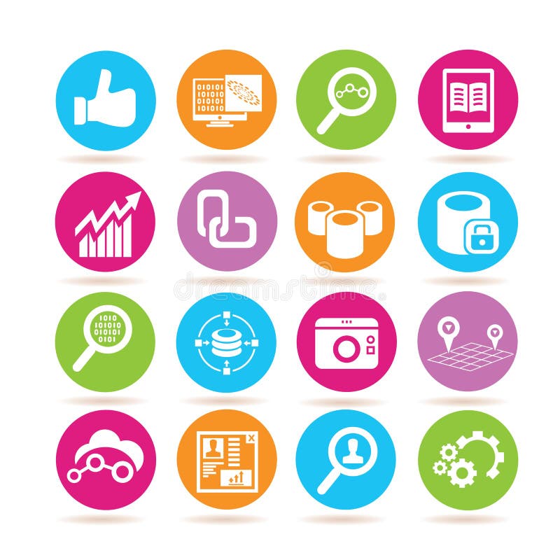Social Network and Analytics Icons Stock Illustration - Illustration of ...