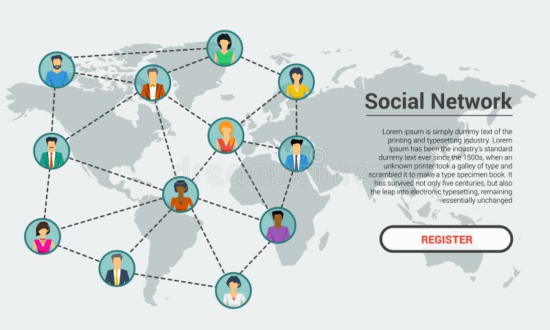 Social Network - Banner Template Stock Vector - Illustration of global ...