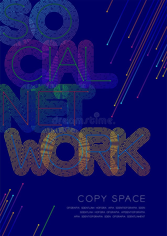 Social Network Big Text Dot and Dash Line Pattern Layer Overlay, Poster ...