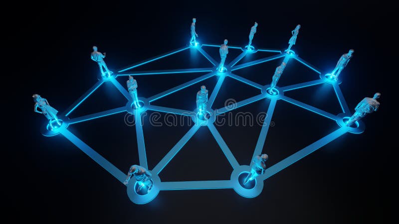 Social Network.with Blue Lines Linked Together Stock Illustration ...