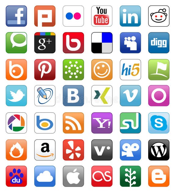 Social Media Network Buttons Button Set Editorial Photography ...