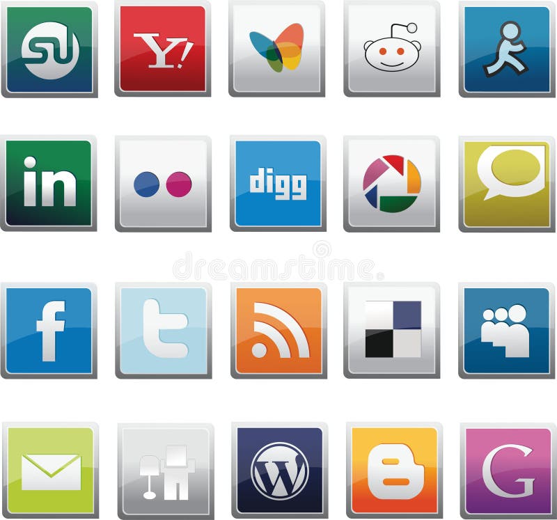 Social Media Network Buttons Button Set Editorial Photography ...
