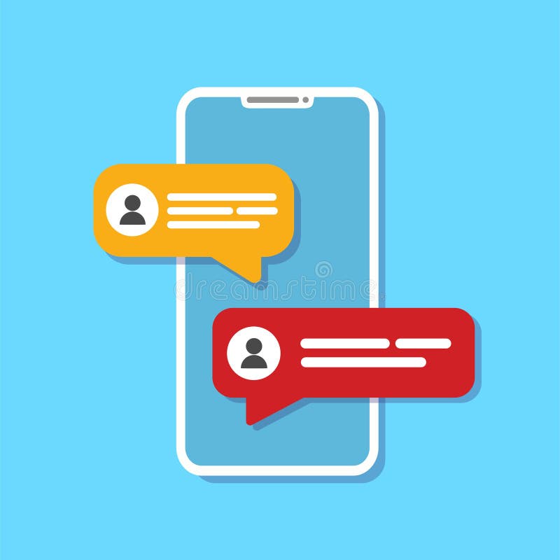 Social Network Chat on the Smartphone on Blue. Stock Vector. Stock ...