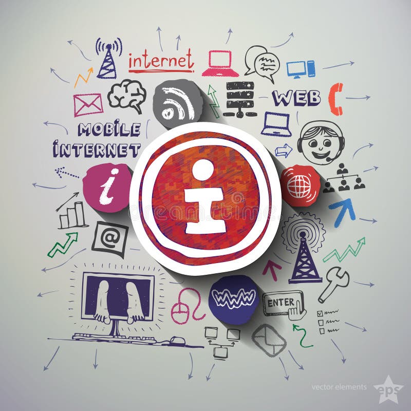 Social Network Collage with Icons on Blackboard Stock Vector ...