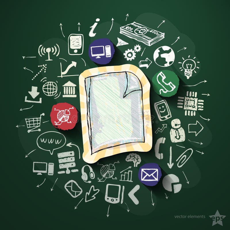 Social Network Collage with Icons on Blackboard Stock Vector ...
