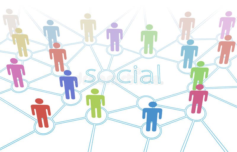 Social Network Color People Media Connections Stock Vector ...