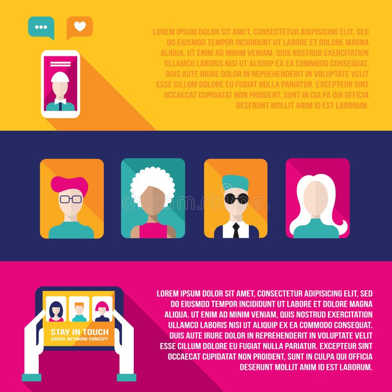 Social Network and Communication Banner Set Stock Illustration ...