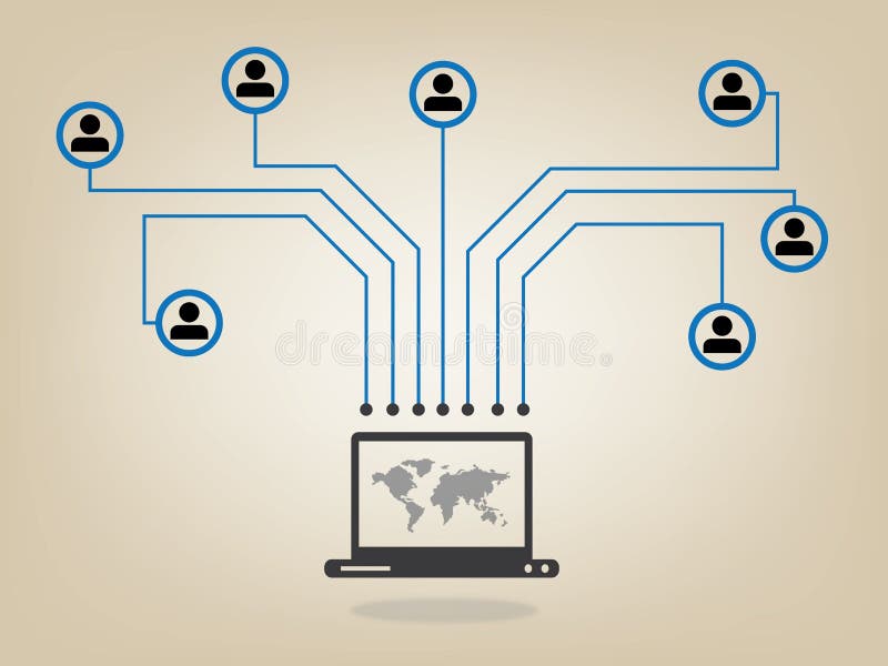 Desktop Computer in the Global Computer Networks. Stock Vector ...