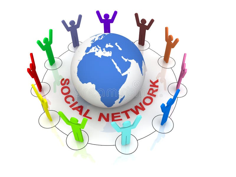 Stick Figures and Network Around the World Stock Vector - Illustration ...