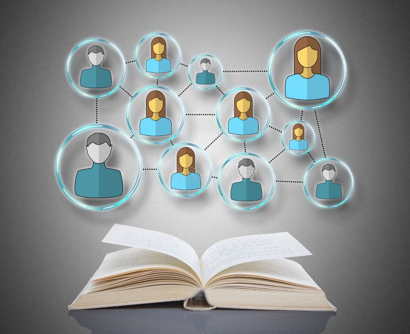 Social Network Concept Above a Book Stock Illustration - Illustration ...