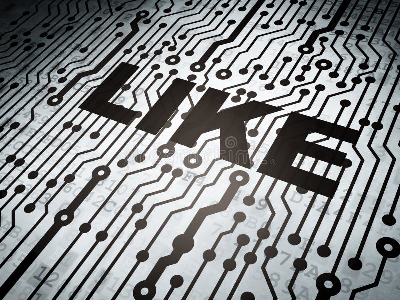 Social Network Concept: Circuit Board with Like Stock Illustration ...