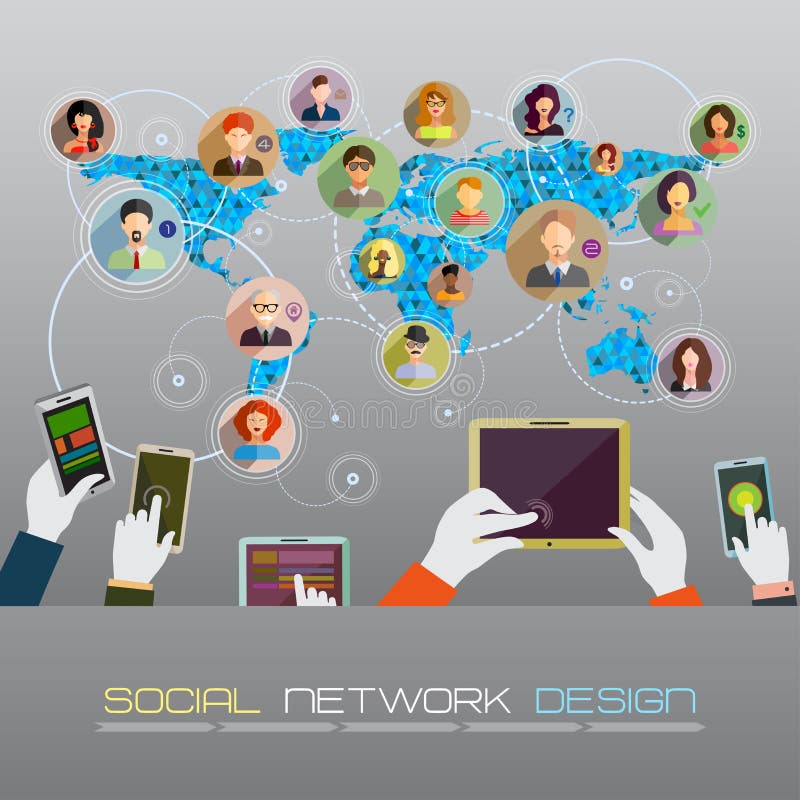 Social network concept. stock illustration. Illustration of media ...