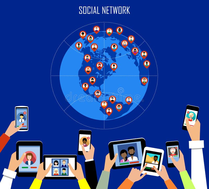 Social network concept. stock vector. Illustration of flat - 60088106