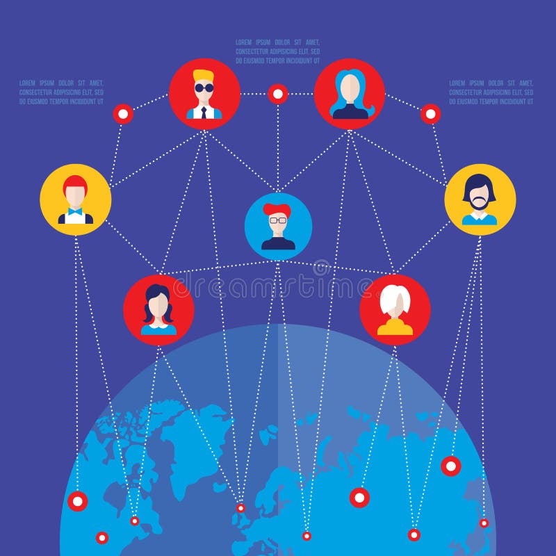 Social Network Concept Global Communication Infographic Elements Stock ...