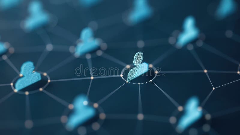 Social Network Concept with Interconnected User Icons on a Blue ...
