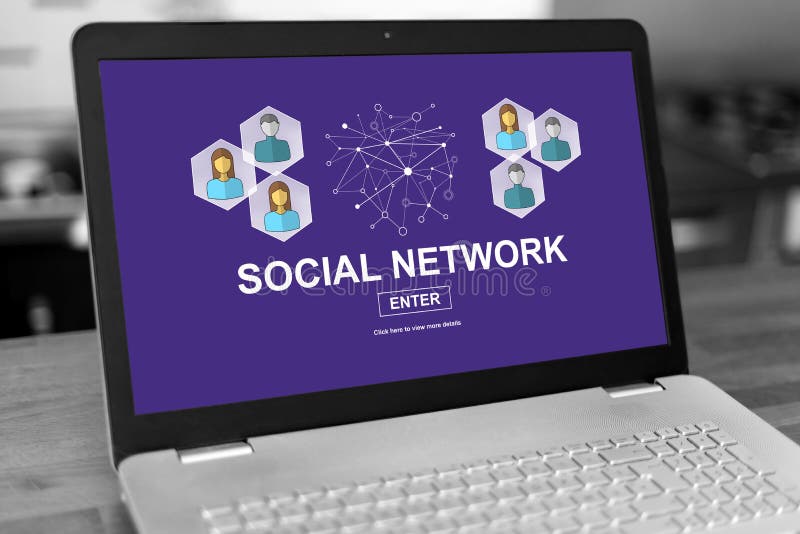 Social Network Concept on a Laptop Stock Photo - Image of concept ...