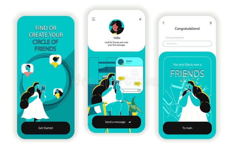 Set Of Ui Ux Gui Screens Social Network App Flat Design Template For Mobile Apps Responsive