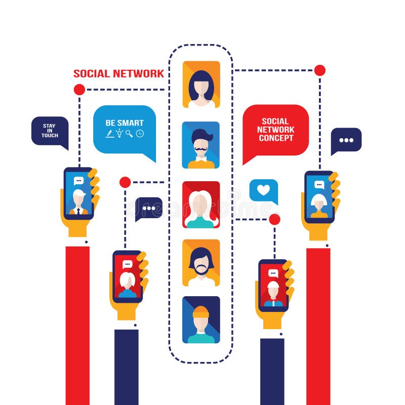 Social Network Concept Smart Phone Mobile and User Icons Stock ...