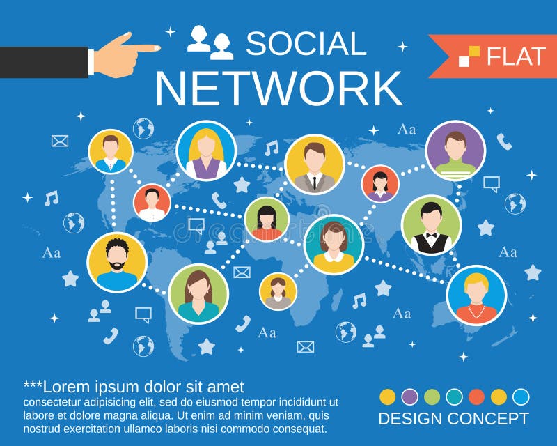 Infographic Social Network Template Design . Concept Vector. Stock ...