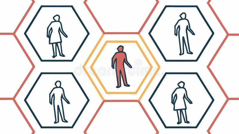 Social Network Connecting People in a Hexagonal Grid, Community Concept, Vector Design ...