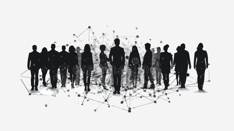 A Social Network Connecting People Silhouette, Representing Digital ...