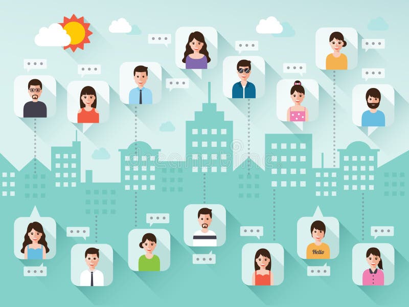 Cartoon Social Network People Connecting Stock Illustrations – 204 ...