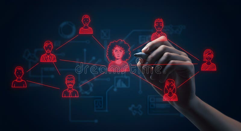 Social Network Connection Concept Hand Drawing Digital Network ...
