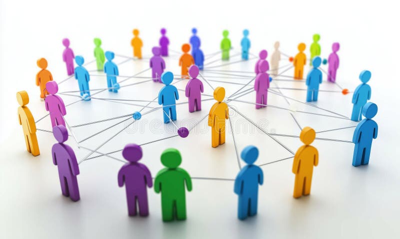 Interconnected Network People Represented Colorful Lines Stock Photos ...