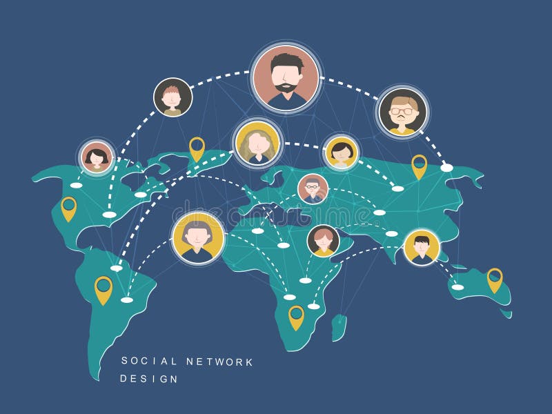 Social Network Design in Flat Style Stock Vector - Illustration of ...
