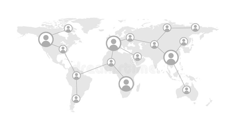 Social Network Diagram on the World Map. Network Connection from ...