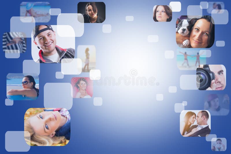 Social network with faces stock image. Image of cute - 38464373