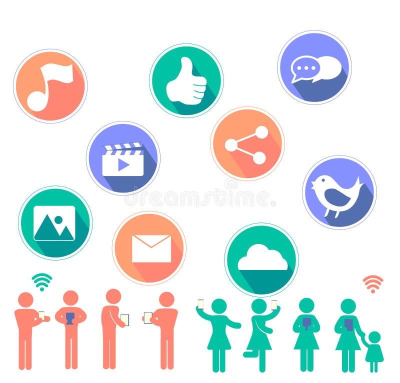 Social Network flat icon stock vector. Illustration of global - 71008197