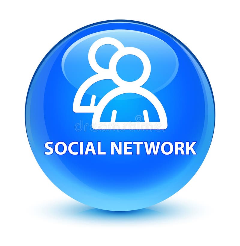 Social Network (group Icon) Glassy Cyan Blue Round Button Stock ...