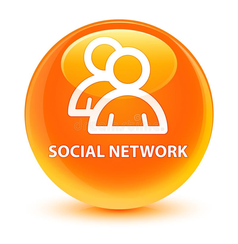 Social Network (group Icon) Glassy Orange Round Button Stock ...