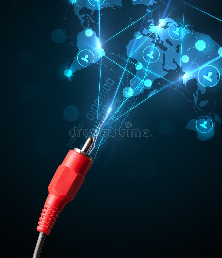 Social Network Icons Coming Out of Electric Cable Stock Photo - Image ...