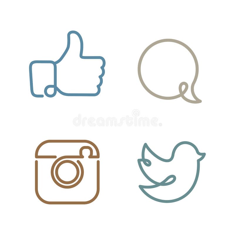 Social Network Icons and Stickers Set Stock Vector - Illustration of ...