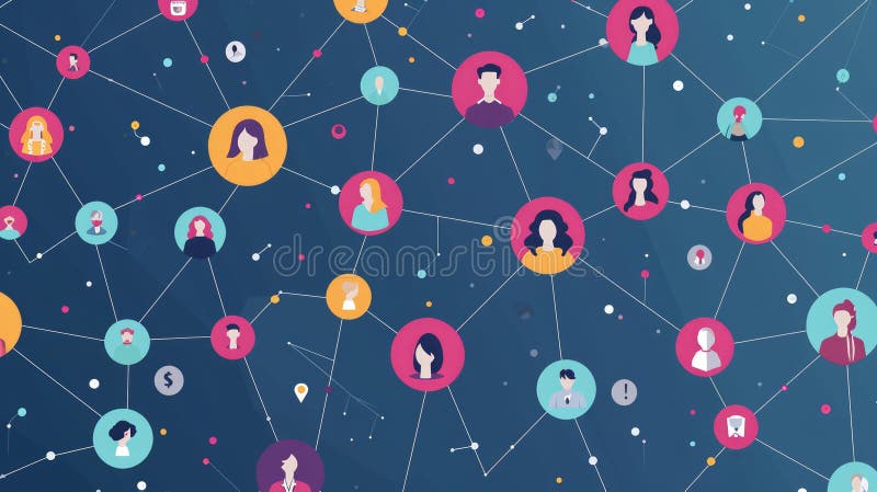 Social Network. Illustration. Seamless Pattern with People Stock ...